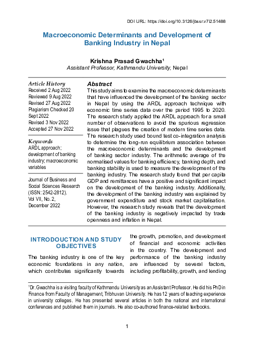 (PDF) Macroeconomic Determinants and Development of Banking Industry in ...