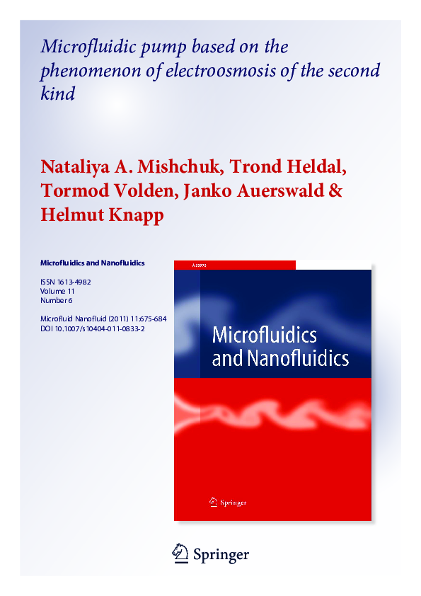 (PDF) Microfluidic pump based on the phenomenon of electroosmosis of ...