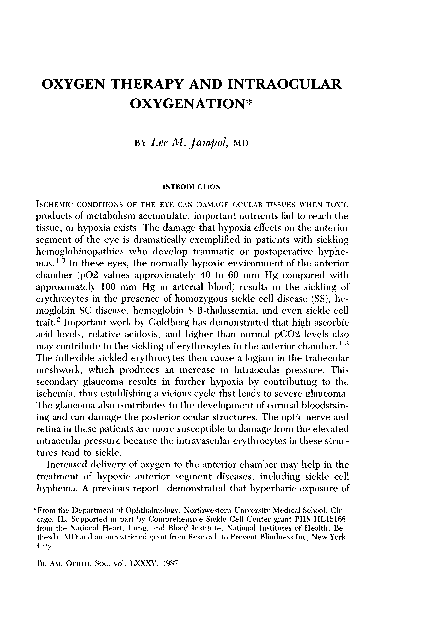 (PDF) Oxygen therapy and intraocular oxygenation