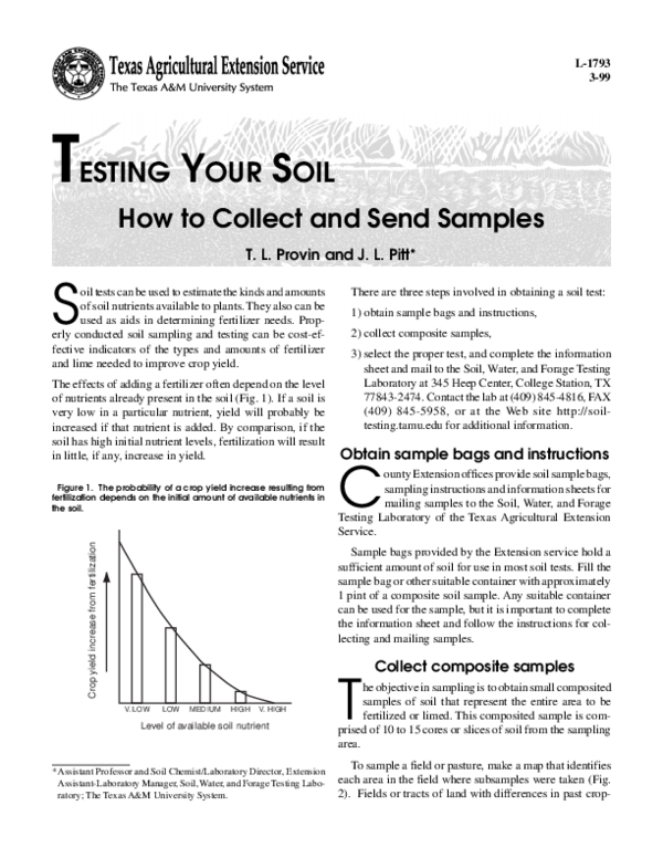 (PDF) Testing Your Soil: How to Collect and Send Samples