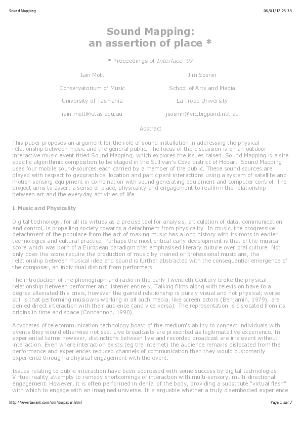 (PDF) Sound Mapping
