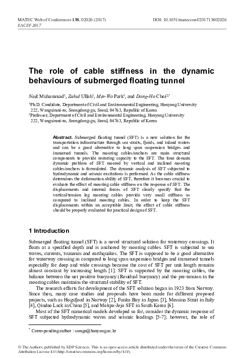 (PDF) The role of cable stiffness in the dynamic behaviours of submerged floating tunnel