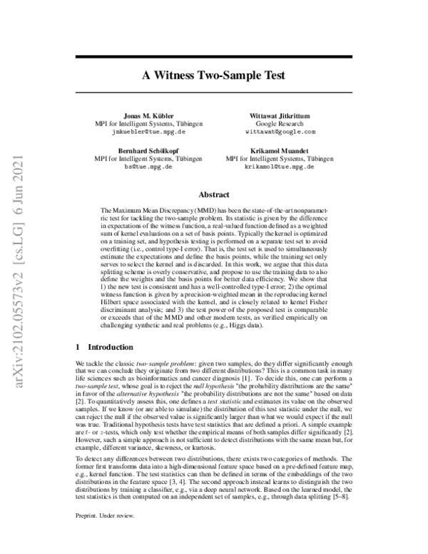(PDF) A Witness Two-Sample Test