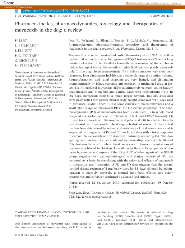 (PDF) Pharmacokinetics, pharmacodynamics, toxicology and therapeutics ...