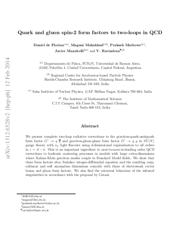 (PDF) Quark and gluon spin-2 form factors to two-loops in QCD