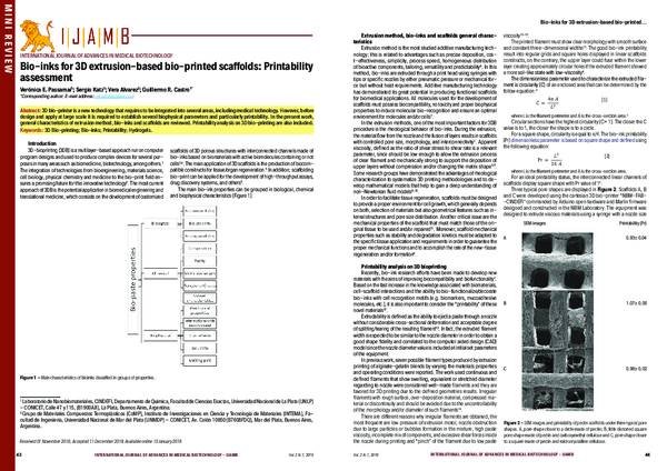 (PDF) Bio-inks for 3D extrusion-based bio-printed scaffolds: Printability assessment