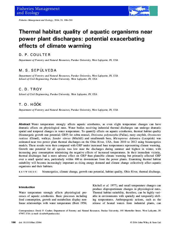 (PDF) Thermal habitat quality of aquatic organisms near power plant ...