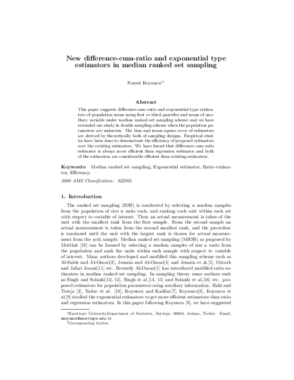 Pdf New Difference Cum Ratio And Exponential Type Estimators In