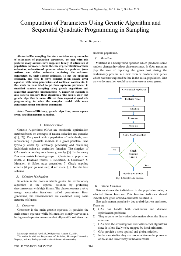 Pdf Computation Of Parameters Using Genetic Algorithm And Sequential