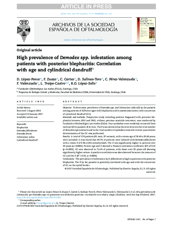 (PDF) High prevalence of Demodex spp. infestation among patients with ...