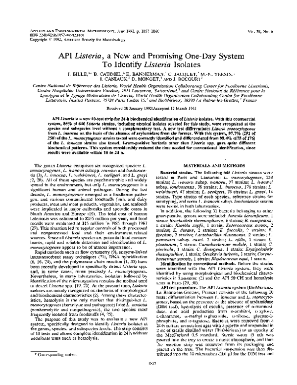 (PDF) API Listeria, a new and promising one-day system to identify ...