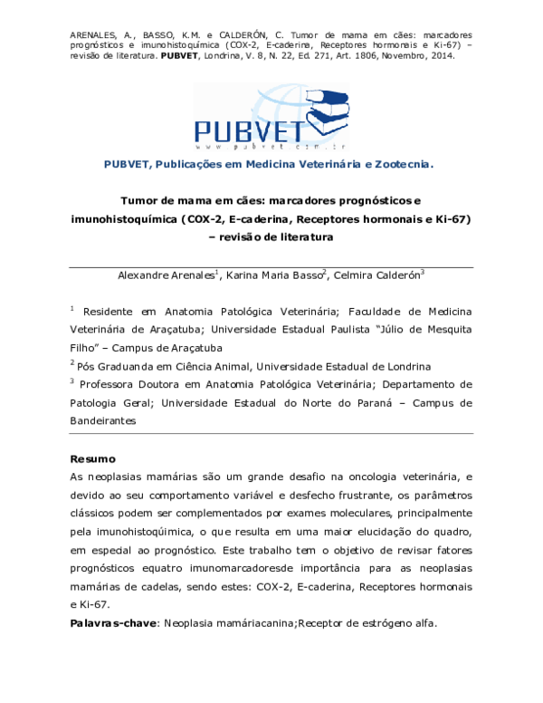 (PDF) Tumor de mama em cães: marcadores prognósticos e ...