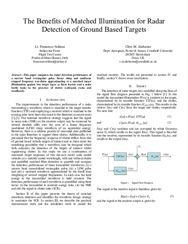 (PDF) The benefits of matched illumination for radar detection of ground based targets