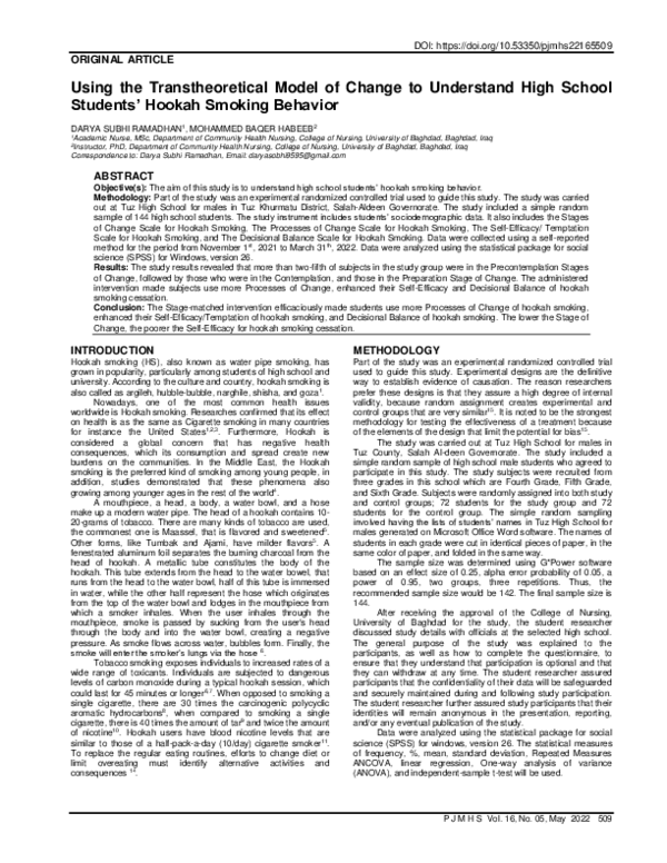 (PDF) Using the Transtheoretical Model of Change to Understand High ...