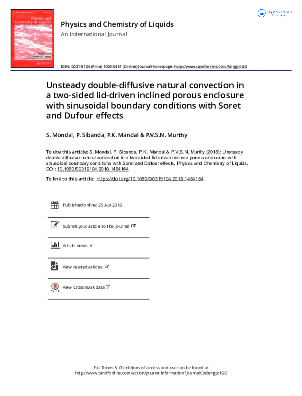 (PDF) Unsteady Double-Diffusive Natural Convection and Thermal Radiation Within a Vertical ...