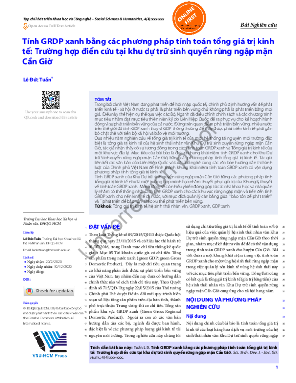 (PDF) Green GRDP calculation by total economic value methods: Case ...