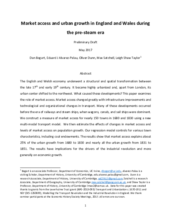 (PDF) Market access and urban growth in England and Wales during the ...