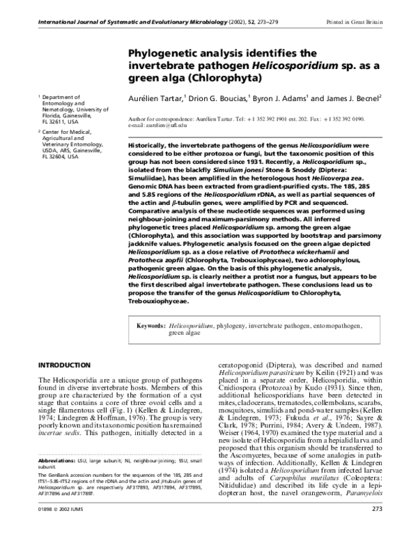 (PDF) Phylogenetic analysis identifies the invertebrate pathogen ...