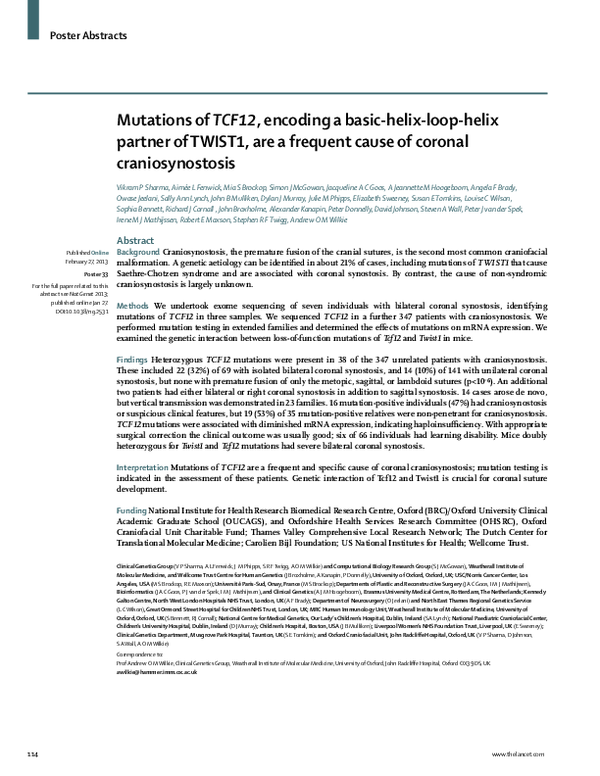 (PDF) Mutations of TCF12, encoding a basic-helix-loop-helix partner of ...