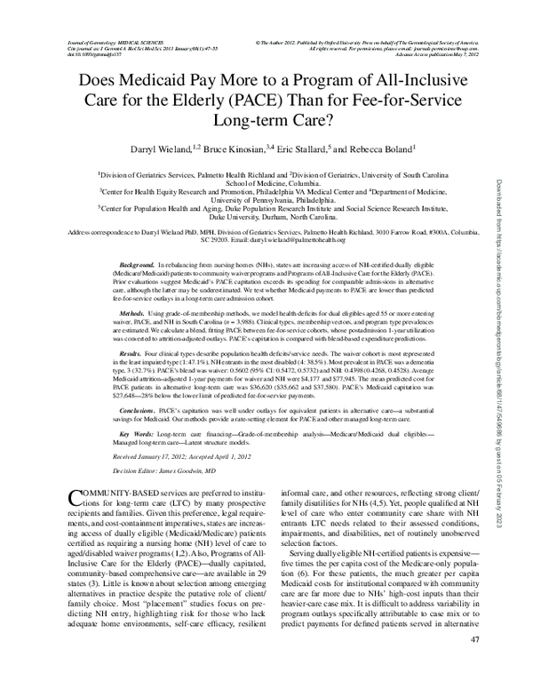 (PDF) Does Medicaid Pay More to a Program of All-Inclusive Care for the ...
