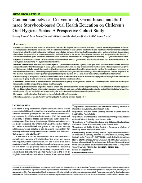 (PDF) Comparison between Conventional, Game-based, and Self-made Storybook-based Oral Health ...
