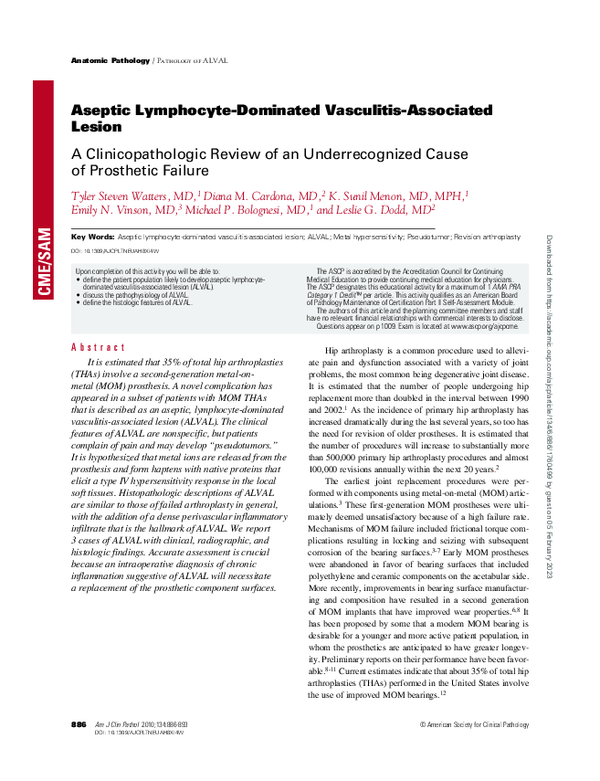 (PDF) Aseptic Lymphocyte-Dominated Vasculitis-Associated Lesion