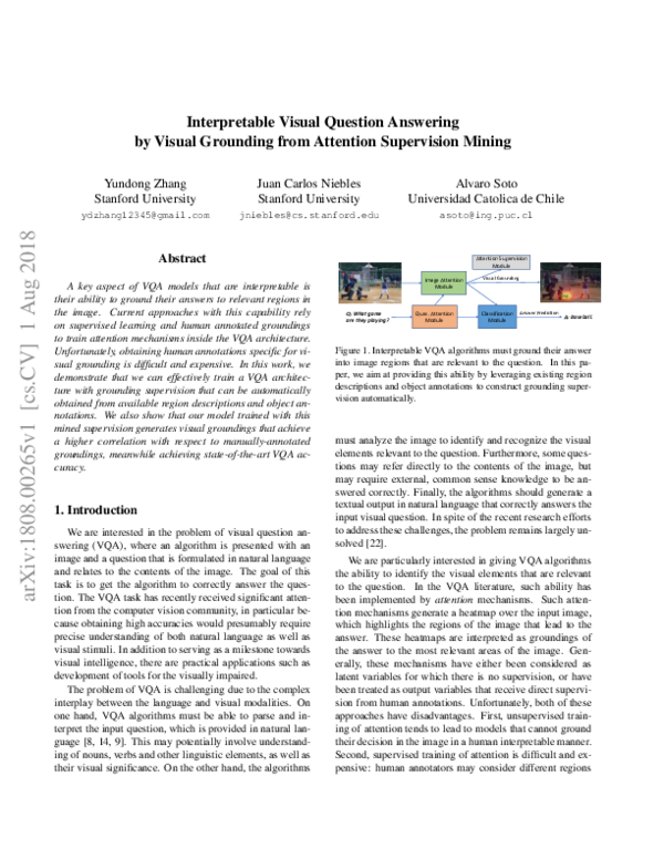 (PDF) Interpretable Visual Question Answering by Visual Grounding From Attention Supervision Mining