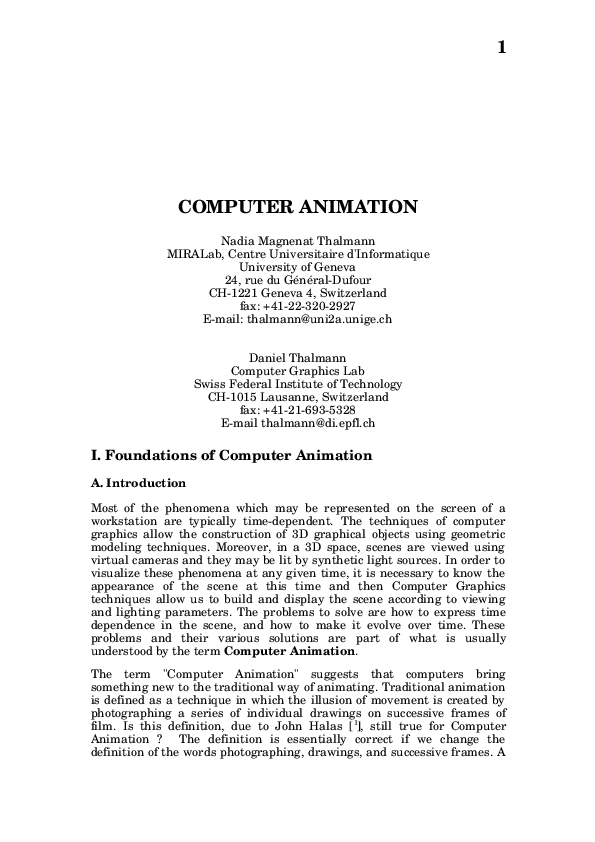 (PDF) 1 Computer Animation