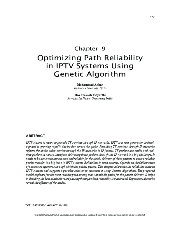 (PDF) Optimizing Path Reliability in IPTV Systems Using Genetic Algorithm