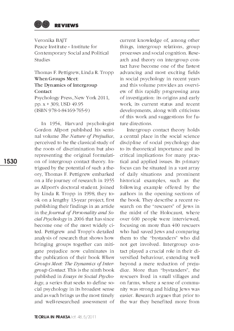 (PDF) Thomas F. Pettigrew, Linda R. Tropp: When groups meet: the ...