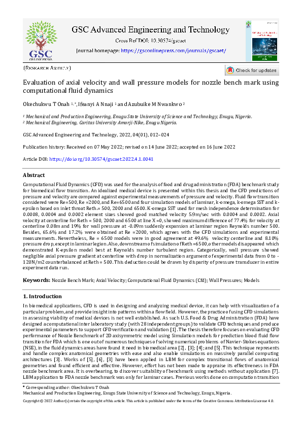 (PDF) Evaluation of axial velocity and wall pressure models for nozzle bench mark using ...