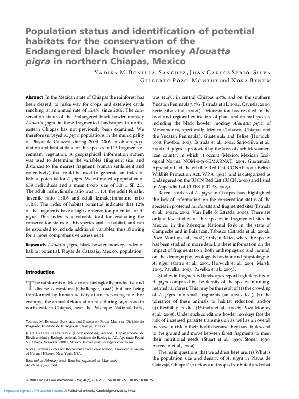 (PDF) Population status and identification of potential habitats for ...