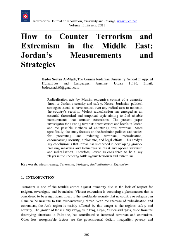 (PDF) How to Counter Terrorism and Extremism in the Middle East: Jordan ...