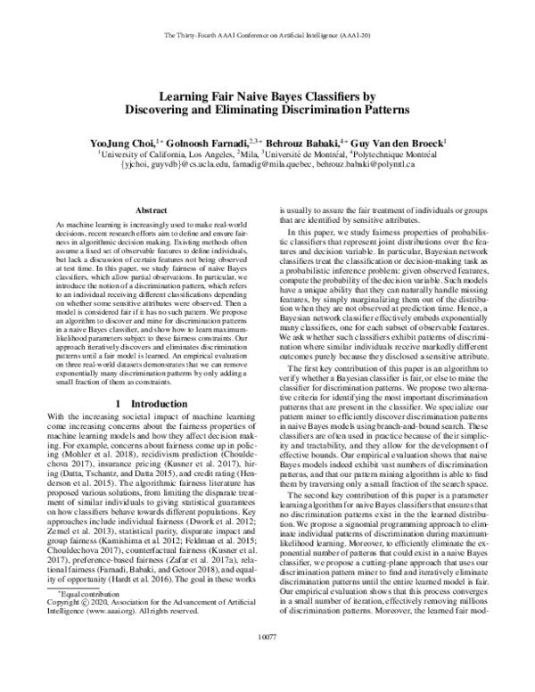 (PDF) Learning Fair Naive Bayes Classifiers by Discovering and ... (PDF) Learning Fair Naive Bayes Classifiers by Discovering and ...