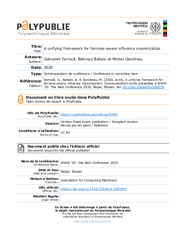 Pdf A Unifying Framework For Fairness Aware Influence Maximization