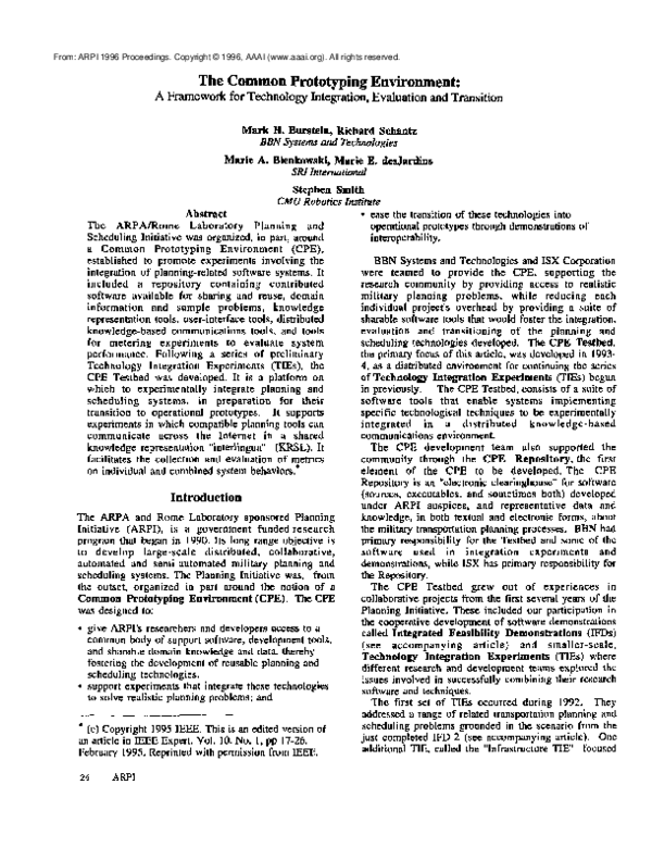 (PDF) The Common Prototyping Environment: a framework for software technology integration ...