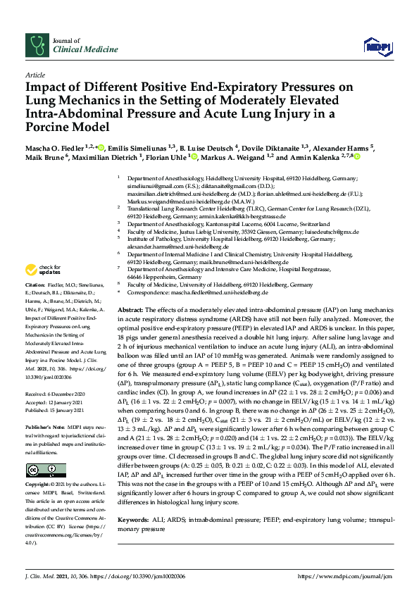 (PDF) Impact of Different Positive End-Expiratory Pressures on Lung ...