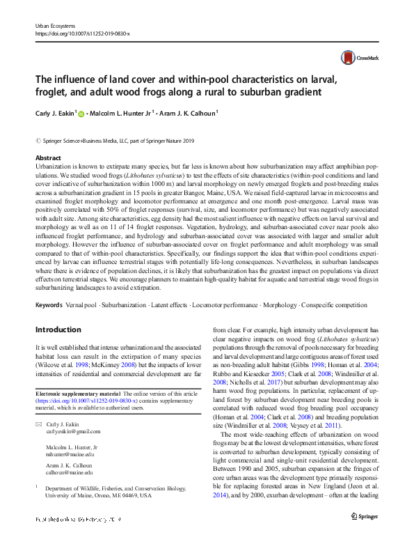 (PDF) The influence of land cover and within-pool characteristics on ...