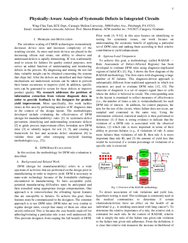 (PDF) Physically-Aware Analysis of Systematic Defects in Integrated Circuits