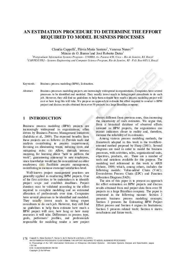 (PDF) An Estimation Procedure to Determine the Effort Required to Model Business Processes ...