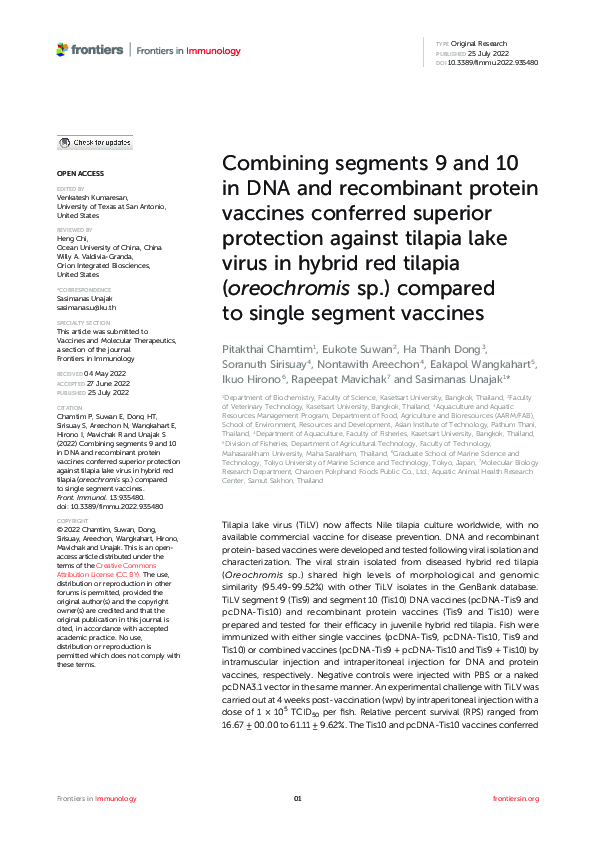 (PDF) Combining segments 9 and 10 in DNA and recombinant protein vaccines conferred superior ...