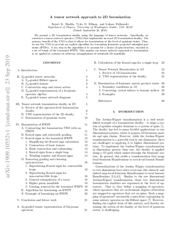 (PDF) A tensor network approach to 2D bosonization
