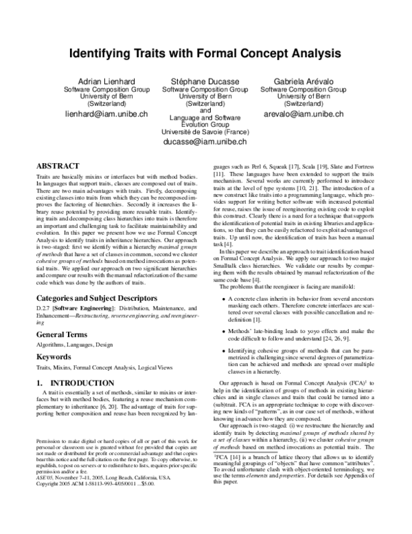 (PDF) Identifying traits with formal concept analysis