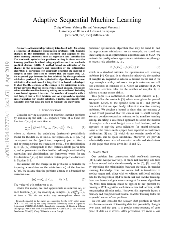 (PDF) Adaptive sequential machine learning
