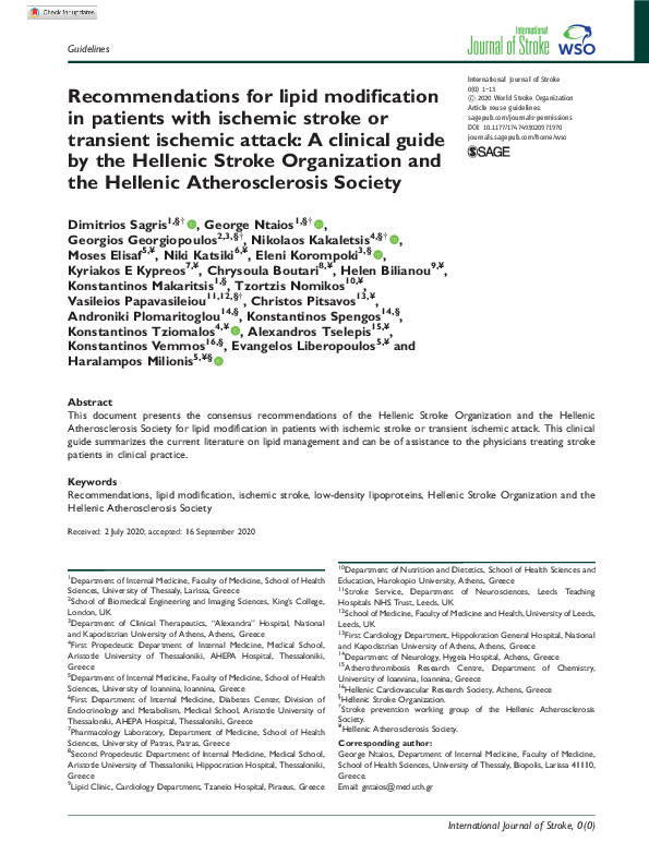 (PDF) Recommendations for lipid modification in patients with ischemic ...