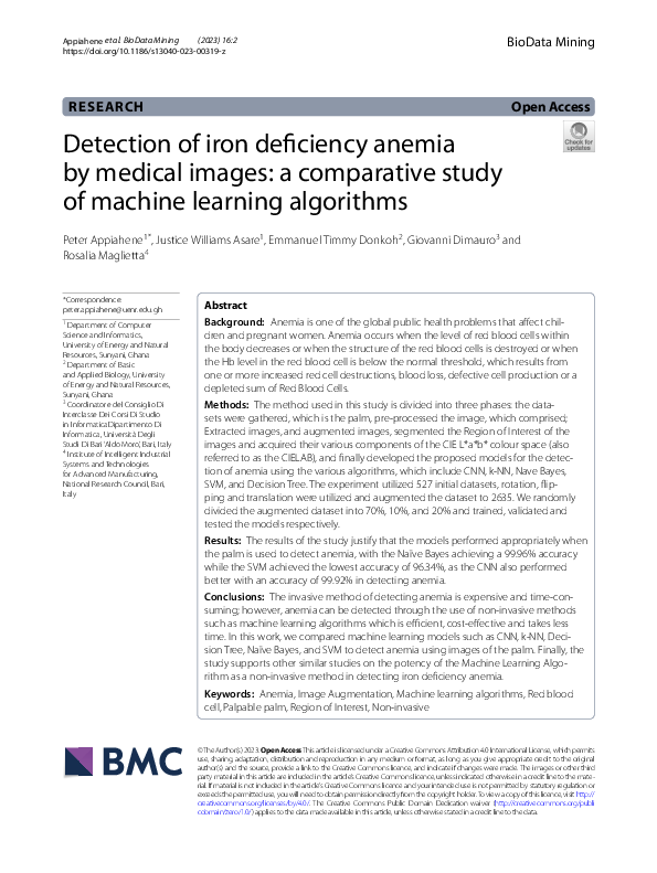 (PDF) Detection of iron deficiency anemia by medical images: a ...