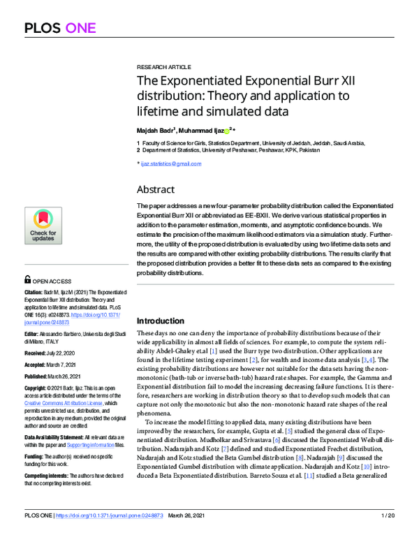 (PDF) The Exponentiated Exponential Burr XII distribution: Theory and ...