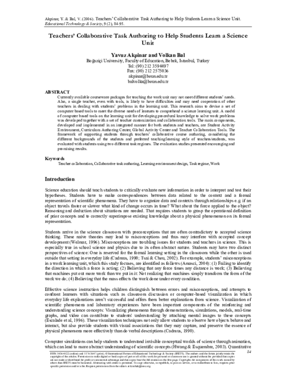 (PDF) Teachers' collaborative task authoring to help students learn a science unit