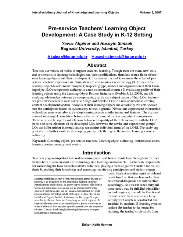 (PDF) Pre-service Teachers' Learning Object Development: A Case Study ...