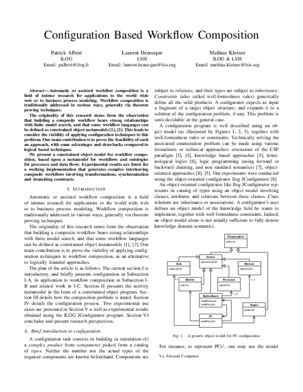 (PDF) Configuration based workflow composition